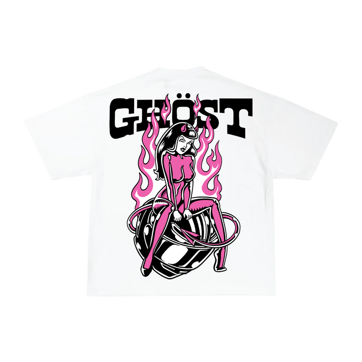 GHOST GIRL PINK SHIRT - White – Ghost Racing