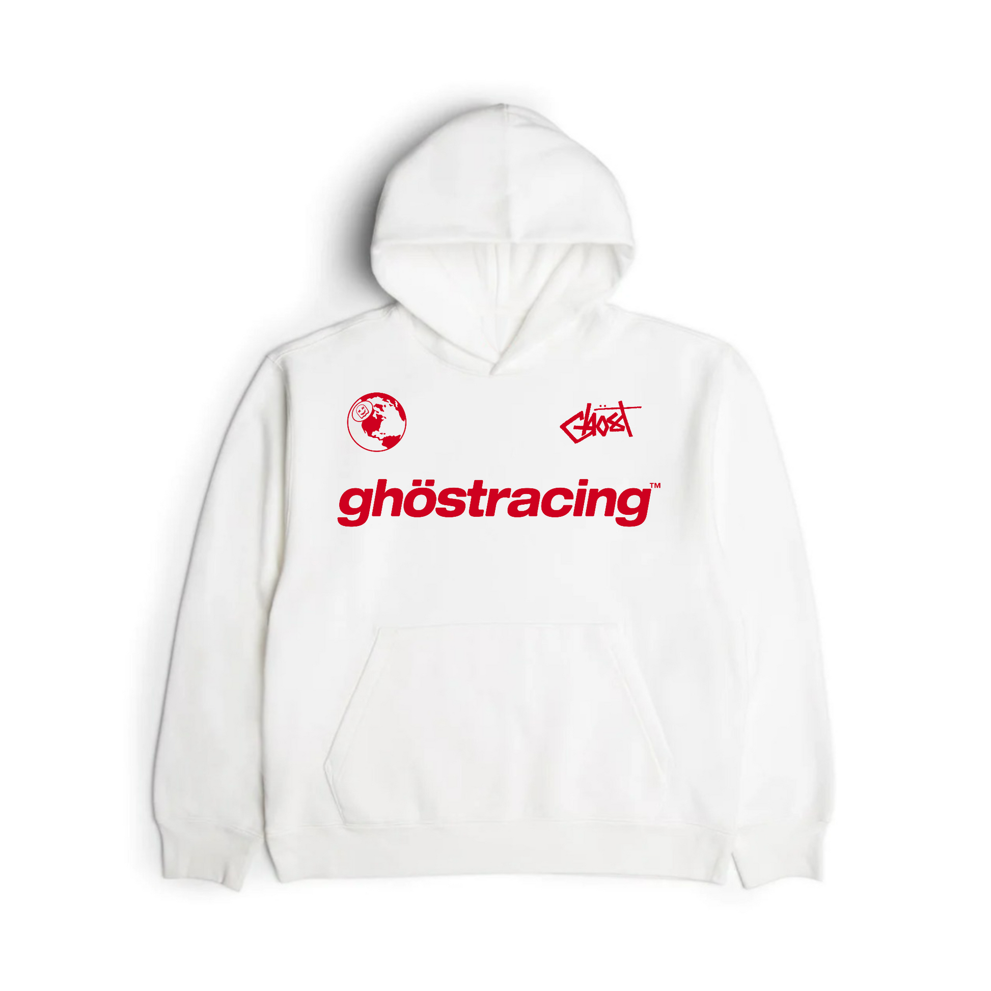 GHOST GIRL RED HOODIE - White – Ghost Racing
