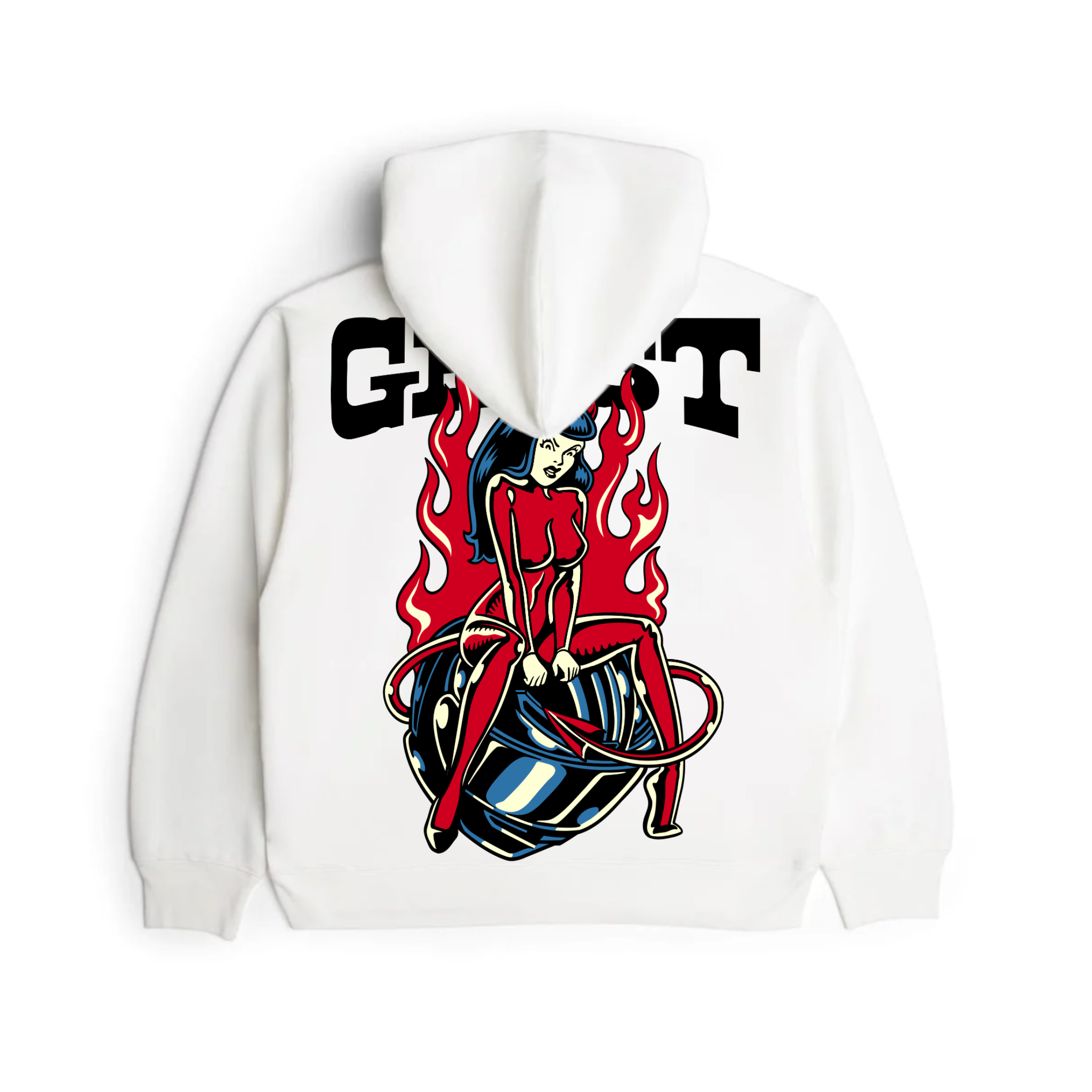 GHOST GIRL RED HOODIE - White – Ghost Racing